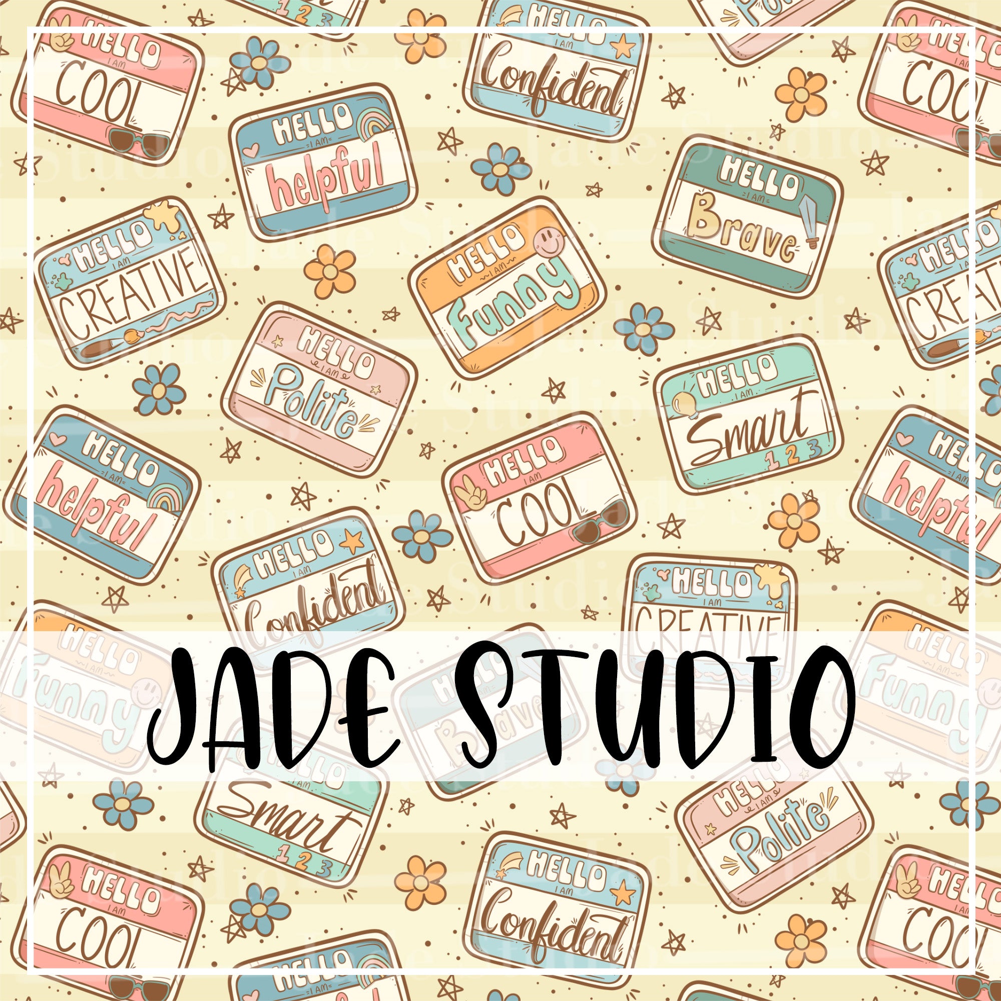 Positive Affirmations Badges Seamless Pattern – Jade Studio by Charise