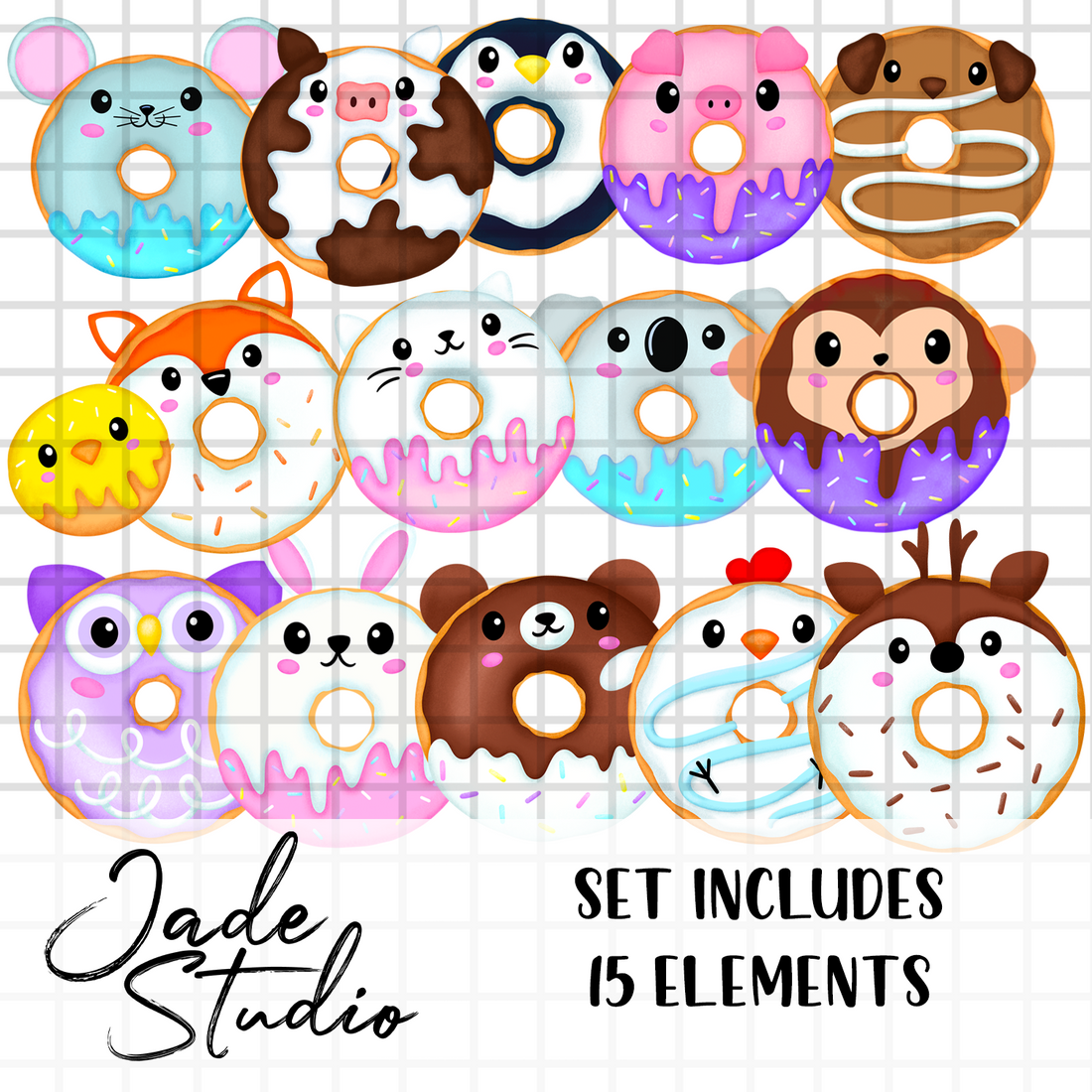 Animal Donuts Clip Art Set – Jade Studio by Charise