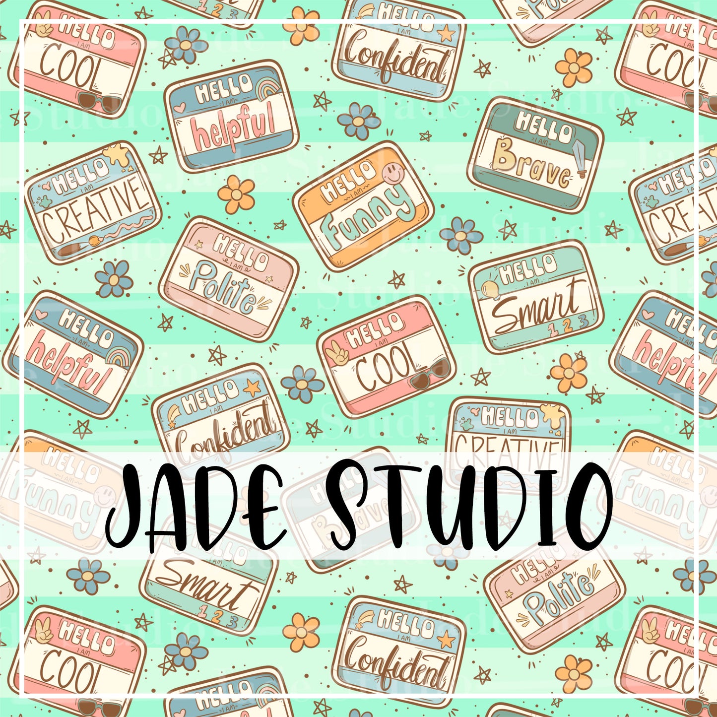 Positive Affirmations Badges Seamless Pattern – Jade Studio by Charise